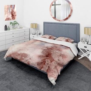 design art designart 'pastel abstract with blue pink & dark red spots' modern duvet cover set full/queen cover + 2 shams 3 piece