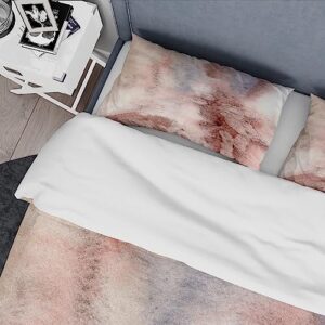 DESIGN ART Designart 'Pastel Abstract with Blue Pink & Dark Red Spots' Modern Duvet Cover Set Full/Queen Cover + 2 Shams 3 Piece