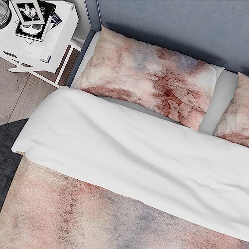 DESIGN ART Designart 'Pastel Abstract with Blue Pink & Dark Red Spots' Modern Duvet Cover Set Full/Queen Cover + 2 Shams 3 Piece