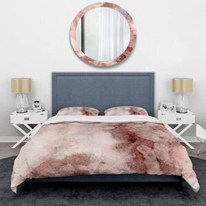 DESIGN ART Designart 'Pastel Abstract with Blue Pink & Dark Red Spots' Modern Duvet Cover Set Full/Queen Cover + 2 Shams 3 Piece