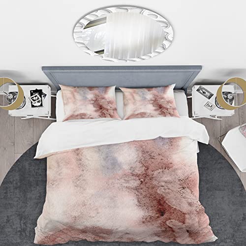 DESIGN ART Designart 'Pastel Abstract with Blue Pink & Dark Red Spots' Modern Duvet Cover Set Twin Cover + 1 Sham 2 Piece