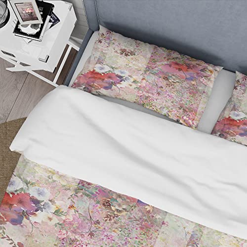 DESIGN ART Designart 'Red and White Orchids with Grunge Flowers' Traditional Duvet Cover Set King