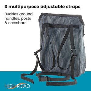 High Road Mobility Scooter Organizer, Compact Walker Bag and Wheelchair Side Bag with Easy Access Pockets for Adult Daily Living Needs (Gray Check)