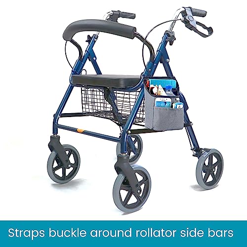 High Road Mobility Scooter Organizer, Compact Walker Bag and Wheelchair Side Bag with Easy Access Pockets for Adult Daily Living Needs (Gray Check)