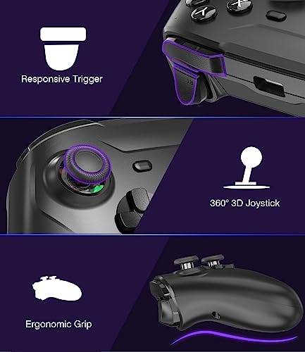 DOBE 𝙎𝙩𝙚𝙖𝙢 𝘾𝙤𝙣𝙩𝙧𝙤𝙡𝙡𝙚𝙧, Wireless Gaming Controller for Steam/Steam Deck/PC Windows/PS3, PC Gamepad with Adjustable Dual Vibration & Headphone Jack (Battery Required)