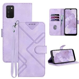 a03s case wallet,for samsung galaxy a03s phone case,card holder leather kick-stand flip cases protector,wrist strap,magnetic closure,shockproof protective cover for galaxy a03s(us version) (purple)