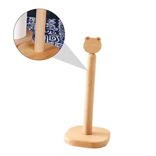 COHEALI Cartoon Tissue Holder Vertical Towel Rack Wood Bracket Paper Towel Mount Kitchen Tissue Roll Standing Hand Towel Holder Wooden Paper Towel Rack Roll Paper Support Roll Paper Holder