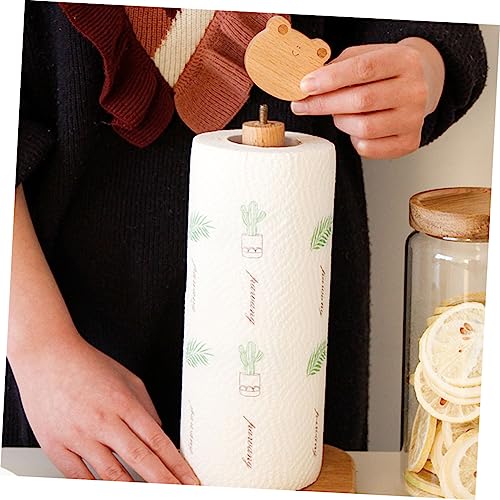 COHEALI Cartoon Tissue Holder Vertical Towel Rack Wood Bracket Paper Towel Mount Kitchen Tissue Roll Standing Hand Towel Holder Wooden Paper Towel Rack Roll Paper Support Roll Paper Holder