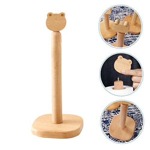 COHEALI Cartoon Tissue Holder Vertical Towel Rack Wood Bracket Paper Towel Mount Kitchen Tissue Roll Standing Hand Towel Holder Wooden Paper Towel Rack Roll Paper Support Roll Paper Holder