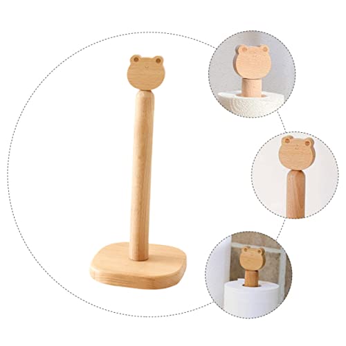 COHEALI Cartoon Tissue Holder Vertical Towel Rack Wood Bracket Paper Towel Mount Kitchen Tissue Roll Standing Hand Towel Holder Wooden Paper Towel Rack Roll Paper Support Roll Paper Holder