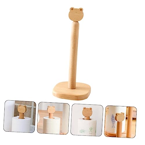 COHEALI Cartoon Tissue Holder Vertical Towel Rack Wood Bracket Paper Towel Mount Kitchen Tissue Roll Standing Hand Towel Holder Wooden Paper Towel Rack Roll Paper Support Roll Paper Holder