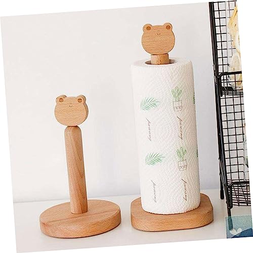 COHEALI Cartoon Tissue Holder Vertical Towel Rack Wood Bracket Paper Towel Mount Kitchen Tissue Roll Standing Hand Towel Holder Wooden Paper Towel Rack Roll Paper Support Roll Paper Holder