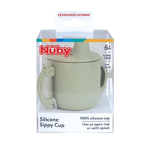 Nuby 100% Silicone Sippy Cup, BPA Free, Green Giraffe