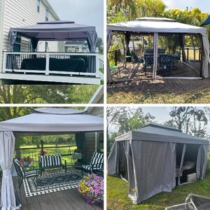 Yangming Gazebo 10X13ft Outdoor Gazebos Clearance with Mosquito Netting and Curtains for Patio, Backyard, Lawn, Garden, Deck, Gray