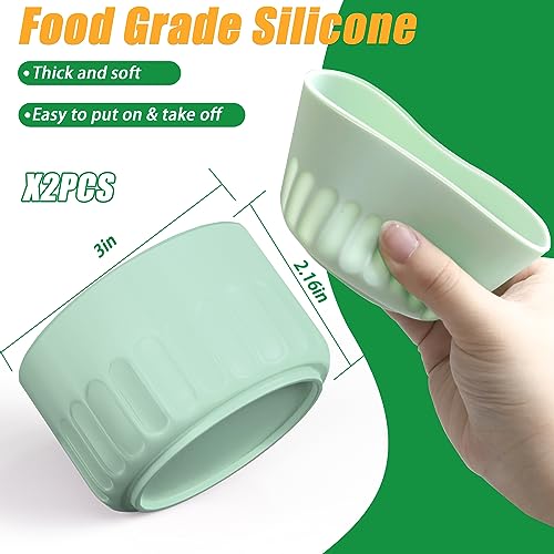 2Pcs Silicone Bumper Boot for Stanley Quencher Adventure 40oz & IceFlow 20oz 30oz, Anti-Slip Protective Water Bottle Bottom Sleeve Cover, for Stanley Tumbler Accessories(Green)