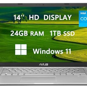 2023 Newest Upgraded Vivobook Laptops for Student & Business by Asus, 14'' HD Computer, Intel Core i3-1115G4(Up to 4.1 GHz), 24GB RAM, 1TB SSD, Light-Weight, USB-C, Wi-Fi, Windows 11|Free HDMI Cable