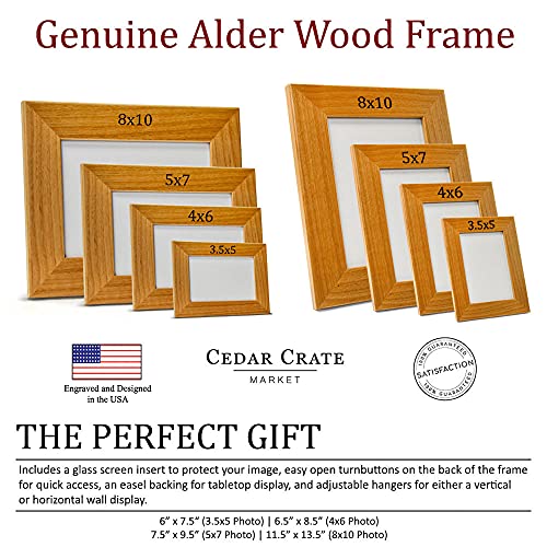 CEDAR CRATE MARKET 1st Wedding Anniversary Picture Frame - 1 Year Anniversary, 1 Year of Marriage, Engraved Wood Photo Frame Fits a 5x7 Horizontal Landscape, Tabletop or Hanging Wedding Frame