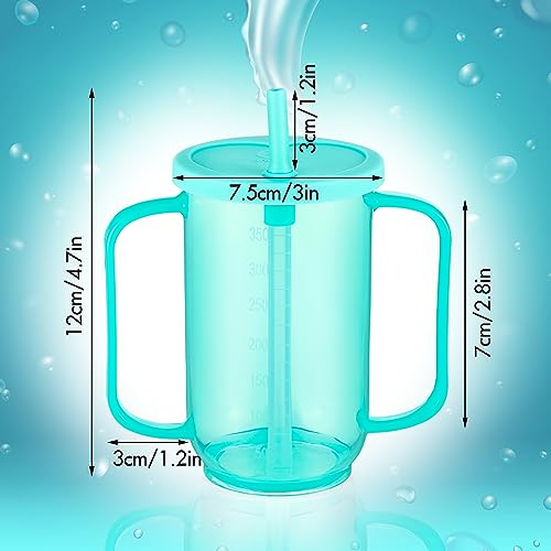 Sliner 3 Pcs Adult Sippy Cups 2 Handles Straw Cups Plastic Spill Proof Drinking Cups with Straw Lid for Adults Liquid Feeding Elderly Disabled Hospital Patients Convalescent