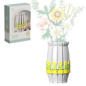 vase for lego flower bouquet 10280, flower vase building kit, vase container building blocks model for display bouquet arrangement home decoration, vase only