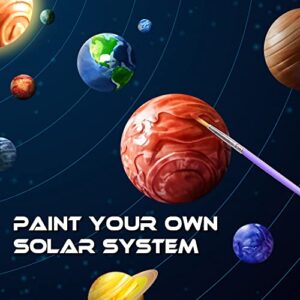 Solar System Model Kit DIY Space Toy 8 Planets for Kids Solar System Toys 3D Space Planet Art & Craft Educational Toys with Painted Brush & Paints Birthday Gifts for Boys & Girls