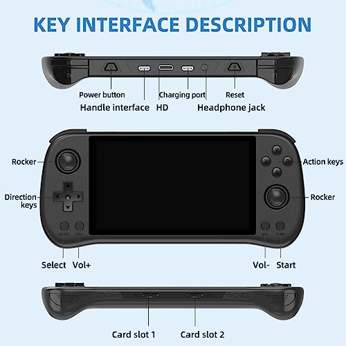 SUPERFLEX Powkiddy X55 Handheld Game Console, 5.5 inch 16G+64G Large Screen Retro Games Consoles Built-in 10000 Classic Games Handheld Portable Game Consoles, Built-in 64 Emulators&4000mAh Battery