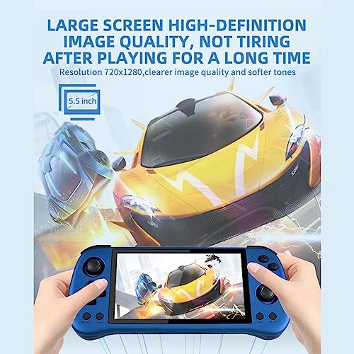 SUPERFLEX Powkiddy X55 Handheld Game Console, 5.5 inch 16G+64G Large Screen Retro Games Consoles Built-in 10000 Classic Games Handheld Portable Game Consoles, Built-in 64 Emulators&4000mAh Battery