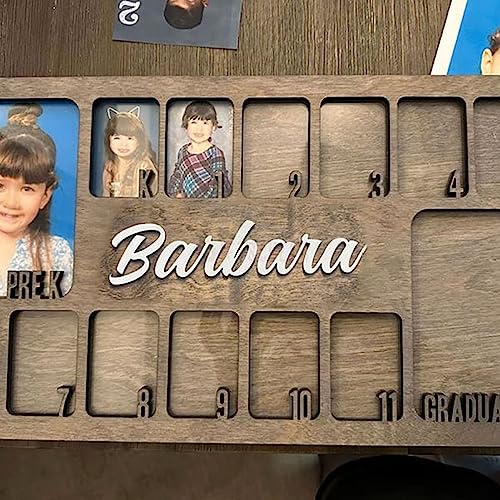 Handance Pre K to 12 Graduation School Photo Frame, Personalized Grade School Picture Frame Name Custom School Years Wood Photo Frame Gift