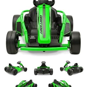 Hyper 24V Ride-On Electric Go Kart for Kids 8-14 Years, 3-Speed Setting with Drift Kart Mode, Foot Accelerated Pedal, Up to 9MPH Speed, 154 Lbs Max Weight, Ergonomic Seat & Sturdy Steel Frame, Green