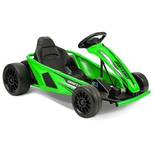 Hyper 24V Ride-On Electric Go Kart for Kids 8-14 Years, 3-Speed Setting with Drift Kart Mode, Foot Accelerated Pedal, Up to 9MPH Speed, 154 Lbs Max Weight, Ergonomic Seat & Sturdy Steel Frame, Green