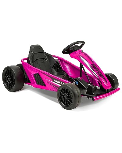 Hyper 24V Ride-On Electric Go Kart for Kids 8-14 Years, 3-Speed Setting with Drift Kart Mode, Foot Accelerated Pedal, Up to 9MPH Speed, 154 Lbs Max Weight, Ergonomic Seat & Sturdy Steel Frame, Pink