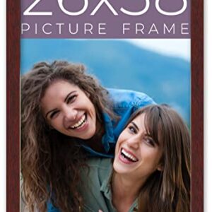 26x38 Frame Brown Solid Wood Picture Frame Width 0.75 Inches | Interior Frame Depth 0.5 Inches | Mogano Traditional Photo Frame Complete with UV Acrylic, Foam Board Backing & Hanging Hardware