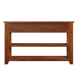 Daxue Console Table with 3 Drawers and 2 Shelves, 48.8" W Pine Wood Vintage Hallway Foyer Table with Storage Shelves, Narrow Long Sofa Entryway Table for Living Room Distressed Finish(Brown)