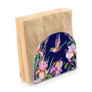 kigai napkin holder for table hummingbird iris flower clear paper towel napkin holders standing napkin dispenser for kitchen, bathroom, dining table, countertop