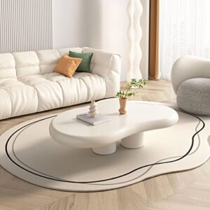 hotickme cloud coffee table for living room, cream color center table, 47.24" central table with 3 legs, simple style end table