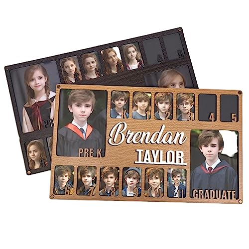 Handance Personalized School Years Picture Frame Pre K -12, Name Custom Wood School Days Graduation Photo Display Frame Cool Graduation Gifts