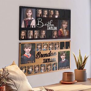 Handance Personalized School Years Picture Frame Pre K -12, Name Custom Wood School Days Graduation Photo Display Frame Cool Graduation Gifts