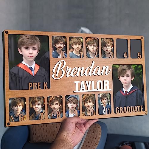 Handance Personalized School Years Picture Frame Pre K -12, Name Custom Wood School Days Graduation Photo Display Frame Cool Graduation Gifts