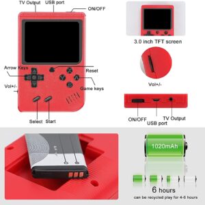 Handheld Game Console, Portable Retro Video Game Console with 400 Classical FC Games, 3.0-Inches LCD Screen, 1020mAh Rechargeable Battery, Retro Game Console Support for Connecting TV and Two Players