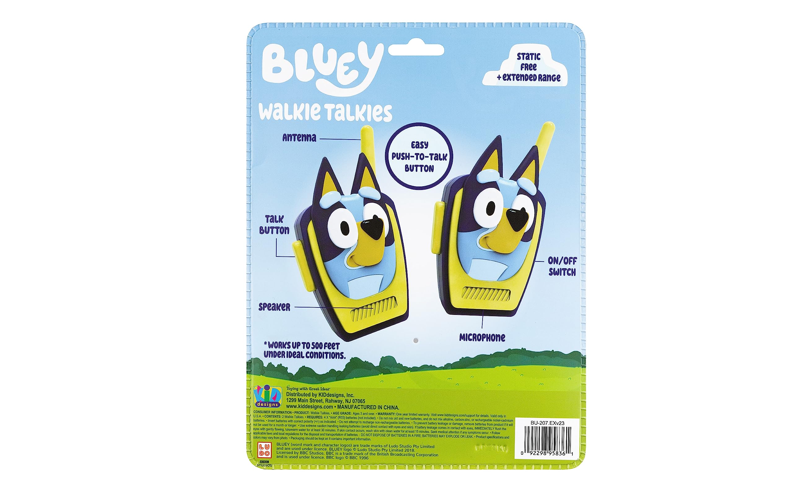 ekids Bluey Toy Walkie Talkies for Kids, Indoor and Outdoor Toys for Kids and Fans of Bluey Toys for Boys and Girls