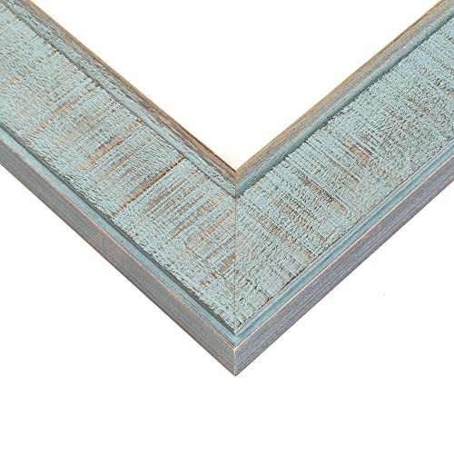 26x17 Frame Blue Scuffed Distressed Solid Wood Picture Frame Width 1.5 Inches | Interior Frame Depth 0.5 Inches | Sonoma Blue Distressed Photo Frame Complete with UV Acrylic, Foam Board Backing &