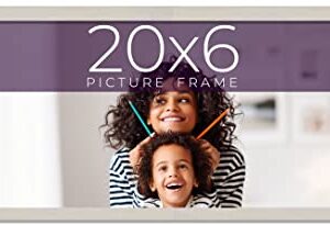 20x6 Frame Real Wood Picture Frame Width 0.75 Inches | Interior Frame Depth 0.5 Inches | Light Wood Traditional Photo Frame Complete with UV Acrylic, Foam Board Backing & Hanging Hardware