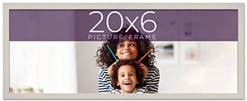 20x6 Frame Real Wood Picture Frame Width 0.75 Inches | Interior Frame Depth 0.5 Inches | Light Wood Traditional Photo Frame Complete with UV Acrylic, Foam Board Backing & Hanging Hardware