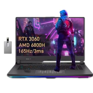 asus rog strix g15 15.6” wqhd gaming laptop, amd ryzen7 6800h, nvidia geforce rtx 3060, 32gb ddr5 ram, 1tb ssd, rgb kb, wi-fi 6e, thermal grizzly cooling, vr-ready, gray, win 11 pro, 32gb usb card