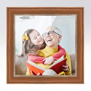 10x10 Frame Charleston Honey Brown Solid Wood Picture Frame Width 1.75 Inches | Interior Frame Depth 0.5 Inches | Charleston Honey Modern Photo Frame Complete with UV Acrylic, Foam Board Backing &