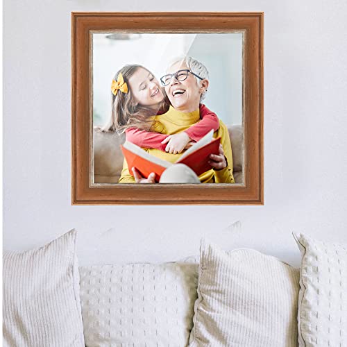 10x10 Frame Charleston Honey Brown Solid Wood Picture Frame Width 1.75 Inches | Interior Frame Depth 0.5 Inches | Charleston Honey Modern Photo Frame Complete with UV Acrylic, Foam Board Backing &