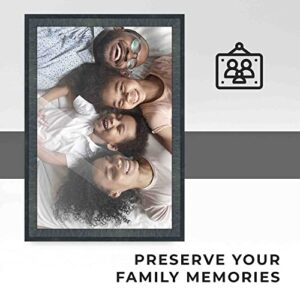 32x24 Frame Black Real Wood Picture Frame Width 1.25 Inches | Interior Frame Depth 0.25 Inches | Asbury Black Modern Photo Frame Complete with UV Acrylic, Foam Board Backing & Hanging Hardware