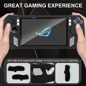 Yebowe Silicone Protective Case for Rog Ally, Handheld Game Console Protector Cover Skin with 4 Thumb Grips Caps Soft Non-Slip Flexible Shockproof ROG Ally Accessories 2023, Black