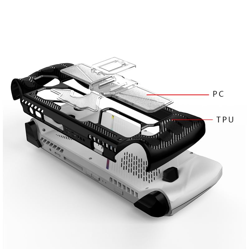 Protective Case for ASUS ROG Ally, TPU Case for ASUS ROG Ally with Kickstand, Included 2 ASUS ROG Ally Tempered Glass Screen Protector, Dustproof Nets, Joystick Protectors and 3.1 Adapter - Black