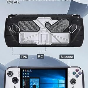 Protective Case for ASUS ROG Ally, TPU Case for ASUS ROG Ally with Kickstand, Included 2 ASUS ROG Ally Tempered Glass Screen Protector, Dustproof Nets, Joystick Protectors and 3.1 Adapter - Black