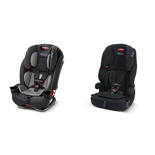 Graco Slimfit 3 in 1 Car Seat | Slim & Comfy Design Saves Space in Your Back Seat, Redmond & Tranzitions 3 in 1 Harness Booster Seat, Proof